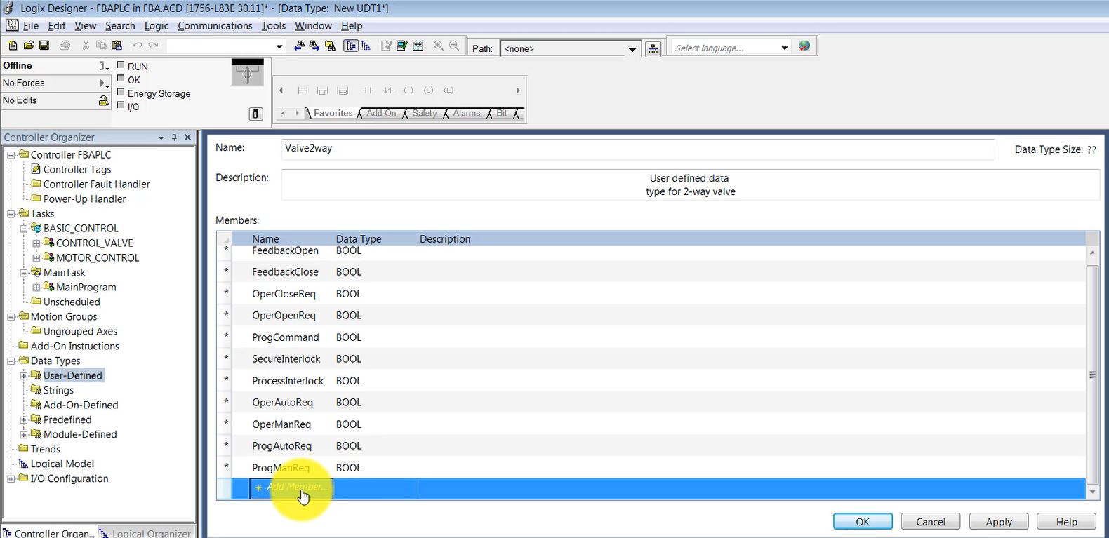 Programming a new User-Defined Data Type for 2-way valve with ...